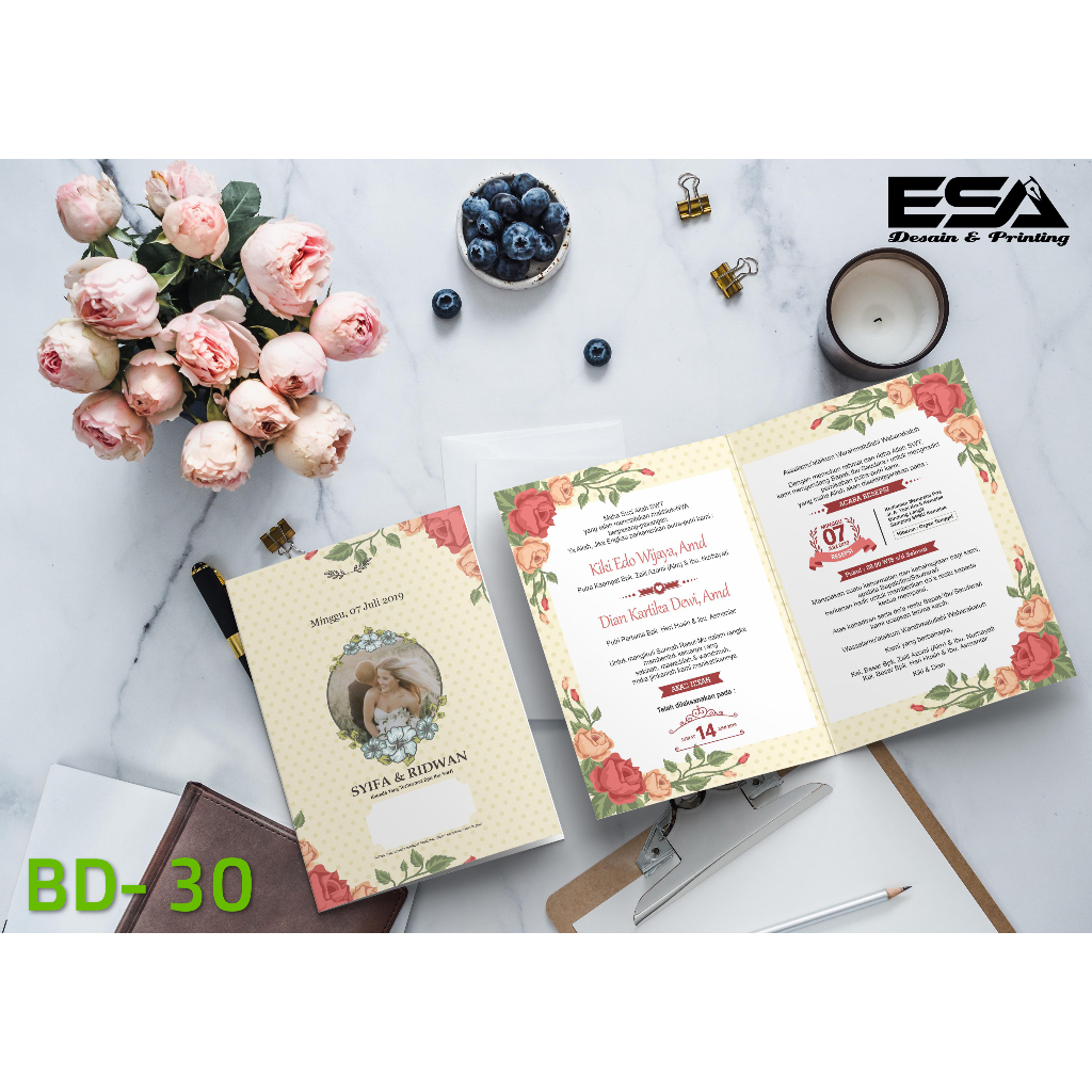 Jual UNDANGAN PERNIKAHAN VINTAGE FLORAL FULL COLOUR UNDANGAN NIKAH ...