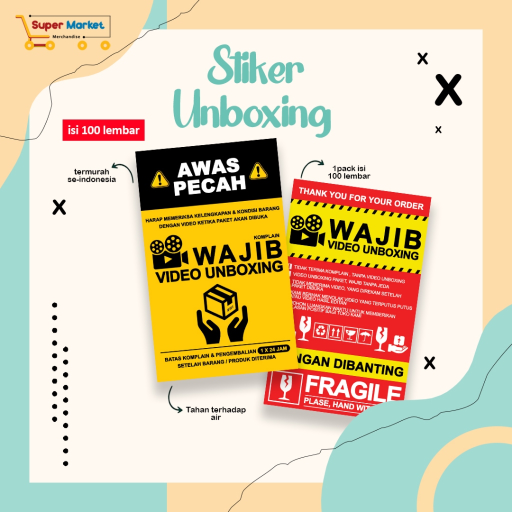 Jual Sticker Peringatan Unboxing / Stiker Unboxing / Label Video ...