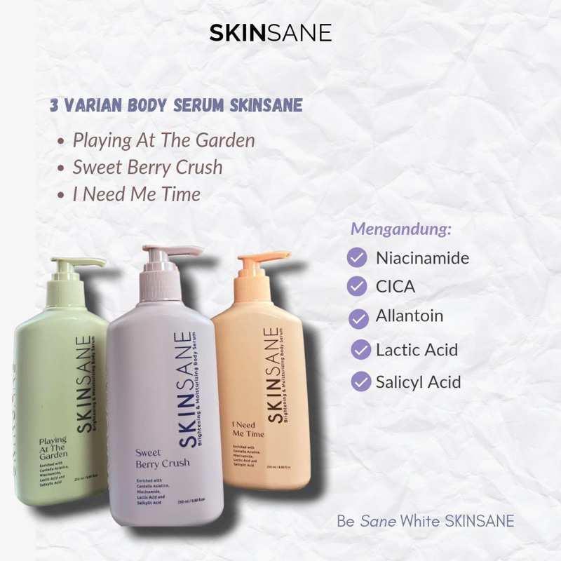 Jual Body Serum Skinsane 250ml Wangi Pencerah Kulit Badan Lembut Lembab ...