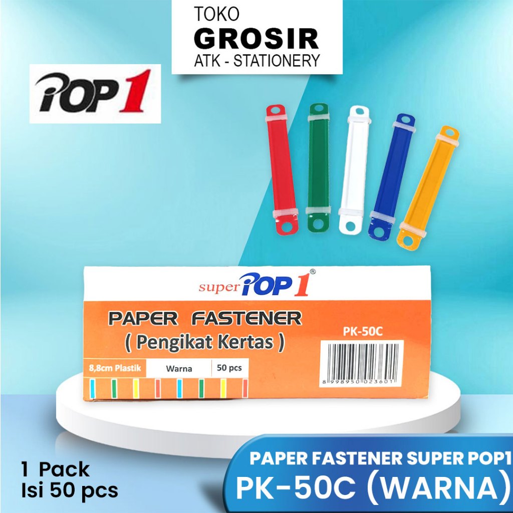 Jual PAPER FASTENER PK-50C WARNA / PENGIKAT KERTAS WARNA SUPERPOP1 / 1 ...