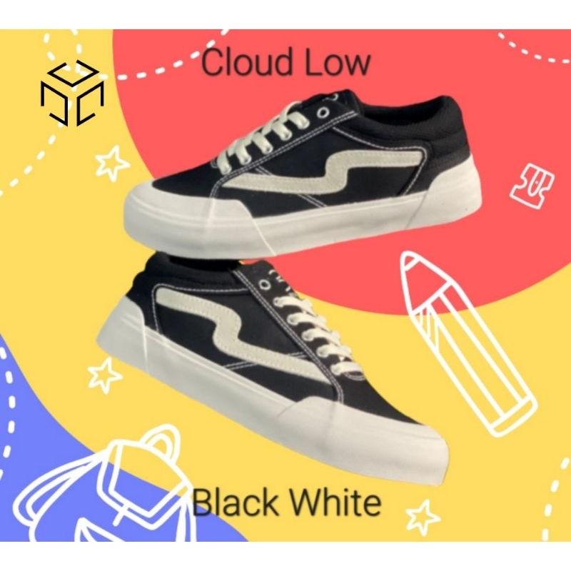 Jual Patrobas Cloud Low Black White 100% Original [Sepatu Lokal] | Shopee Indonesia