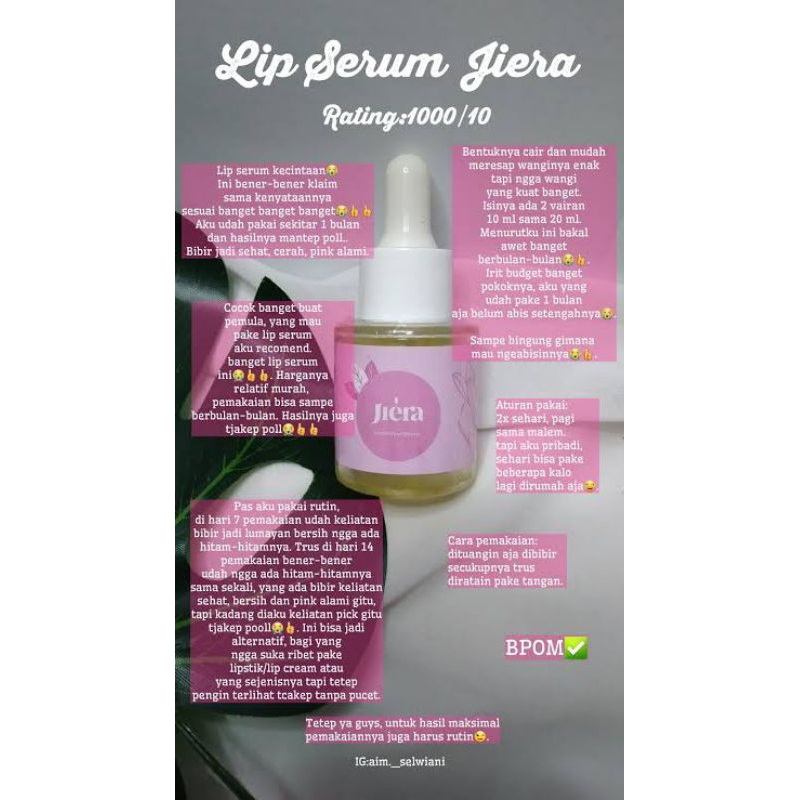 Jual Jiera Natural Lip Serum | Shopee Indonesia