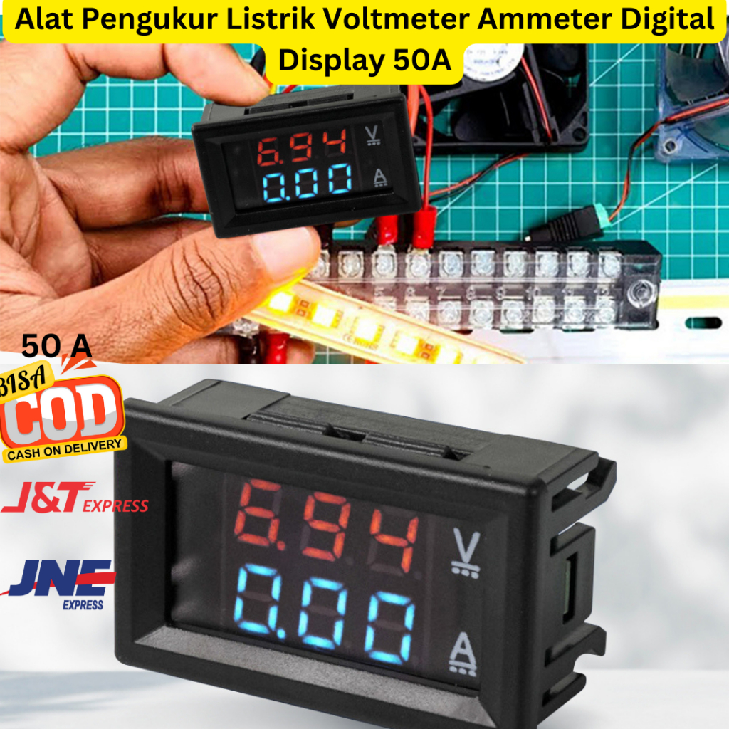 Jual Alat Pengukur Listrik Voltmeter Ammeter Digital Display 50A | Shopee Indonesia