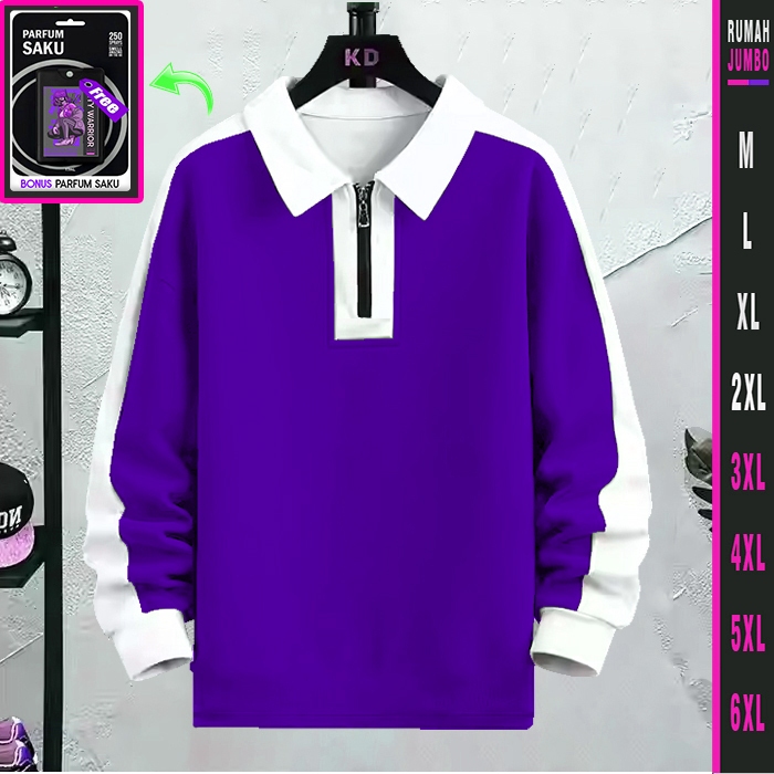 Jual Half Zip Sweater Ungu Tua Garis Putih Jaket Sweater Pria Sweater ...