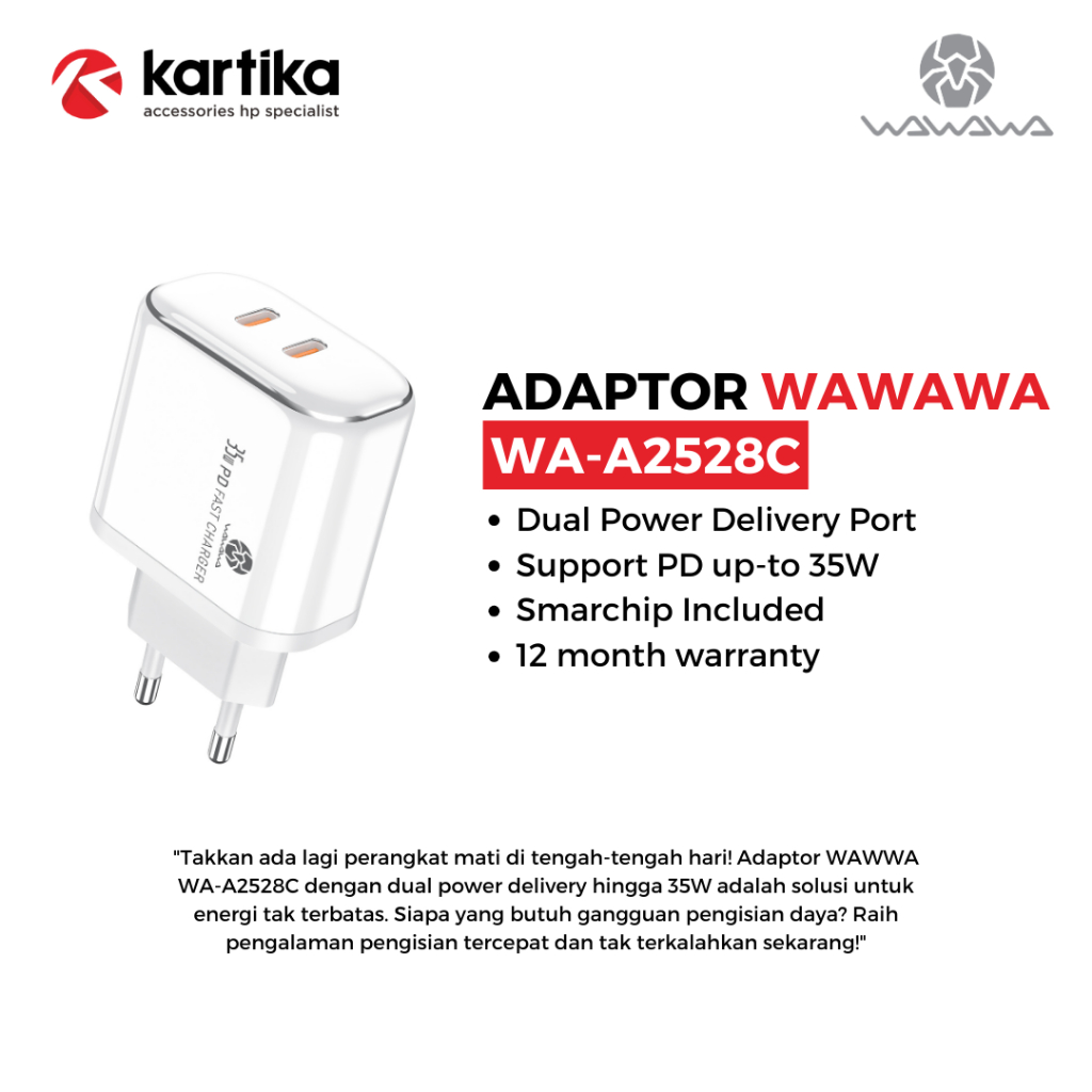 Jual WAWAWA WA-A2528C Adapor Charger Multiport QC 3.0 & PD up to 35W ...