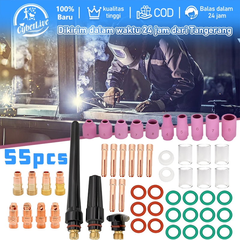 Jual 55pcs Tig Argon Las Torch Head Collet Body untuk WP 17 dan WP 26 ...