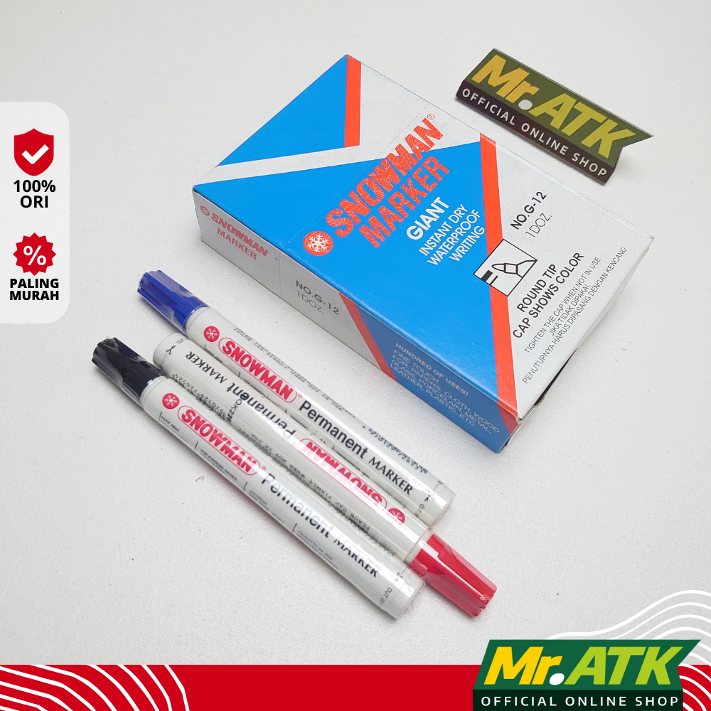 Jual SPIDOL SNOWMAN PERMANENT MARKER WARNA HITAM BIRU MERAH - SEPIDOL ...