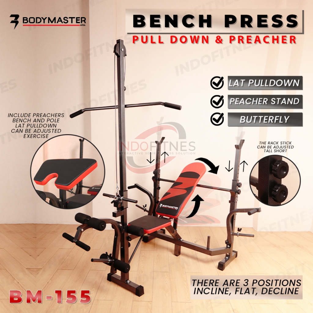 Jual BODYMASTER Bench Press BM-155 Home Gym Preacher Curl Leg Lat Pull ...
