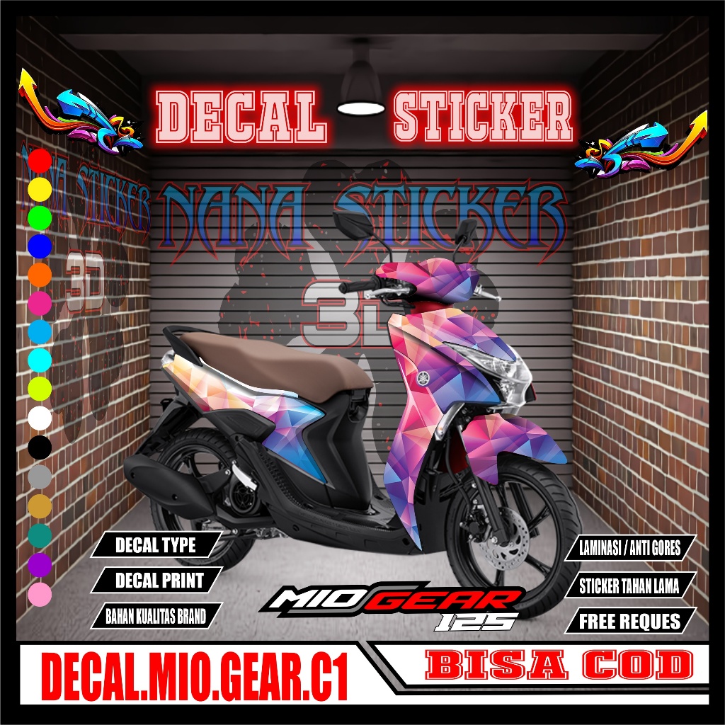 Jual DECAL Sticker YAMAHA MIO GEAR VARIASI Sticker Full Body code C1 ...