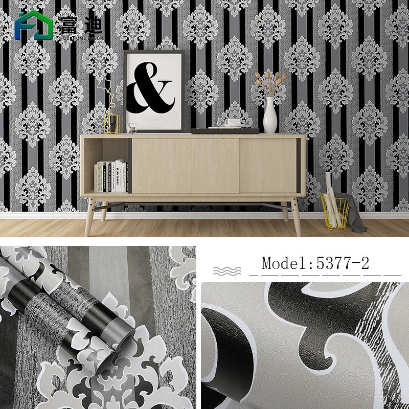 Jual Wallpaper Dinding Batik Silver Garis Hitam Silver 8m s/d 9m x 45cm ...
