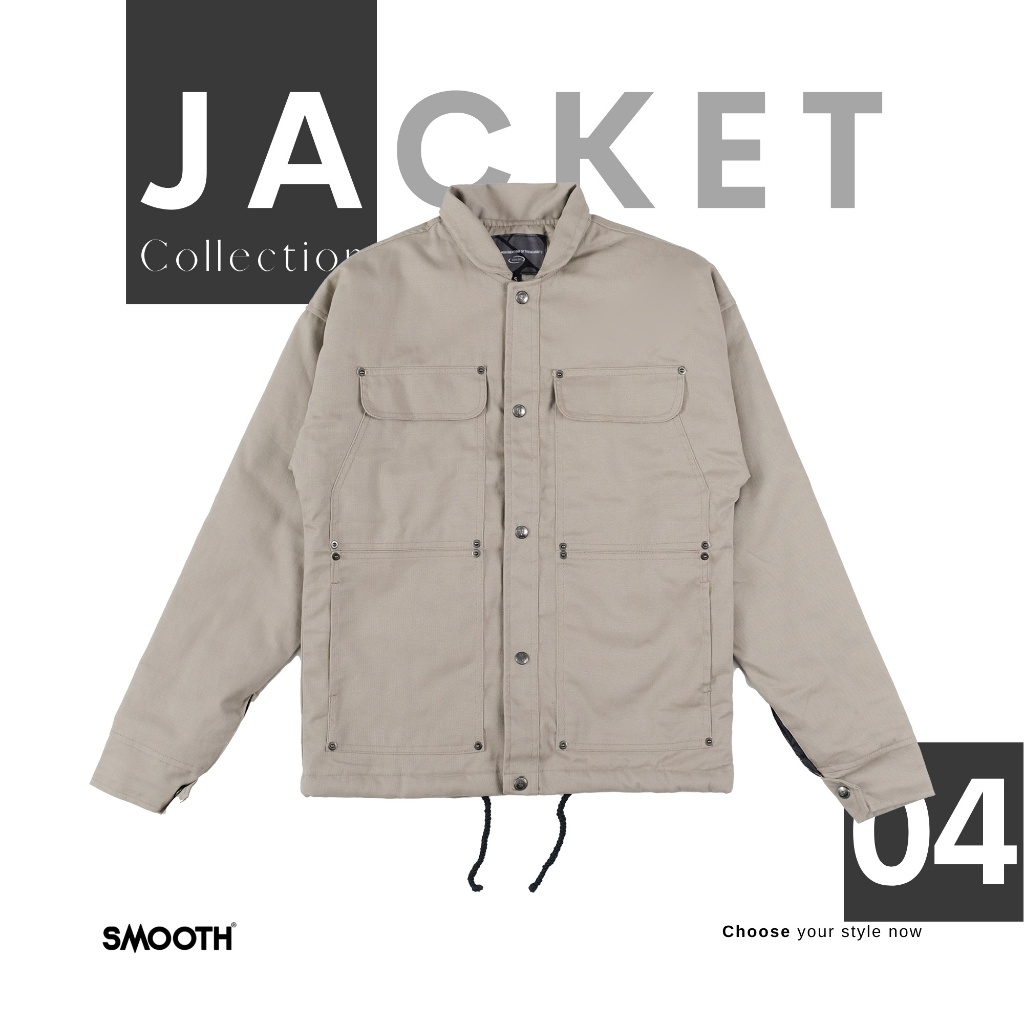 Jual SMOOTH BASIC Basic Series Trucker/ Work Jacket - Barnes Cream ...