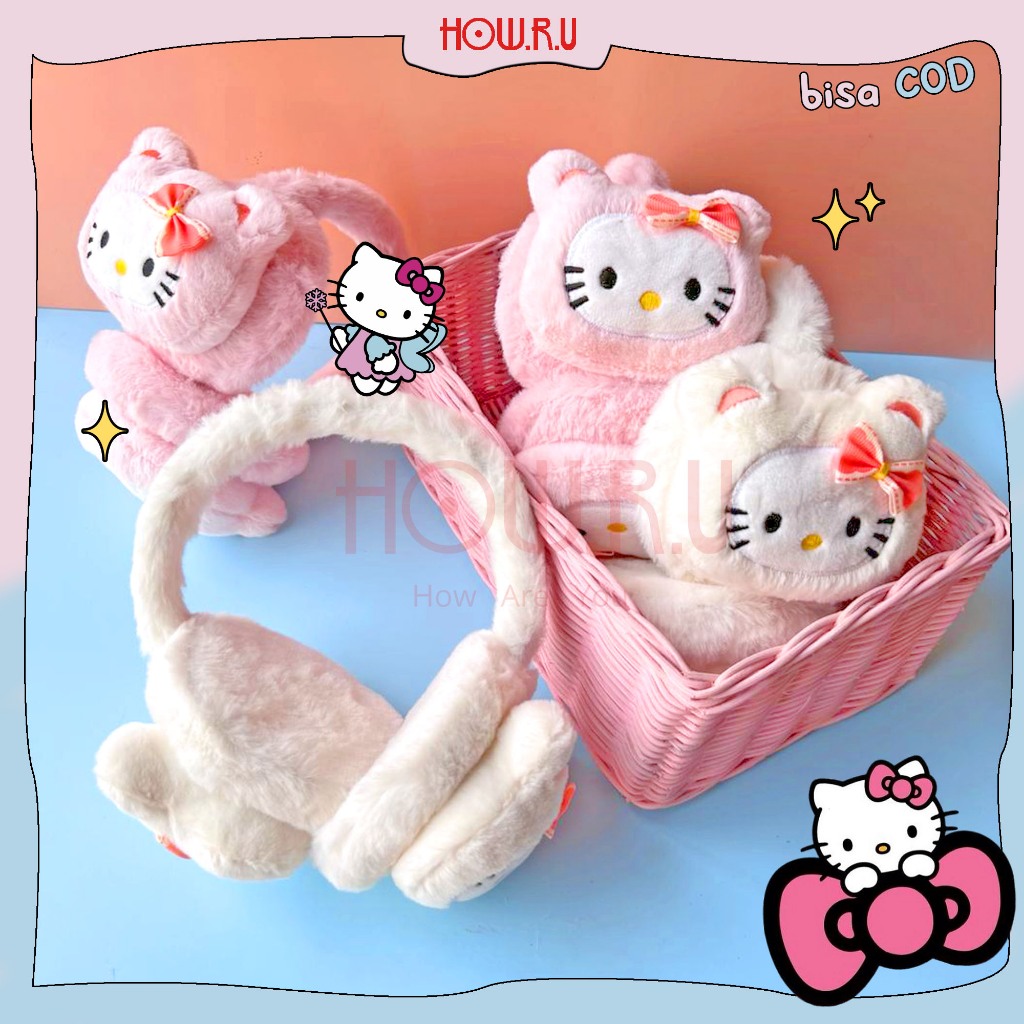 Jual HOW.R.U | Ear Muff Pluffy Lucu Karakter Kartun Hello Kitty untuk ...