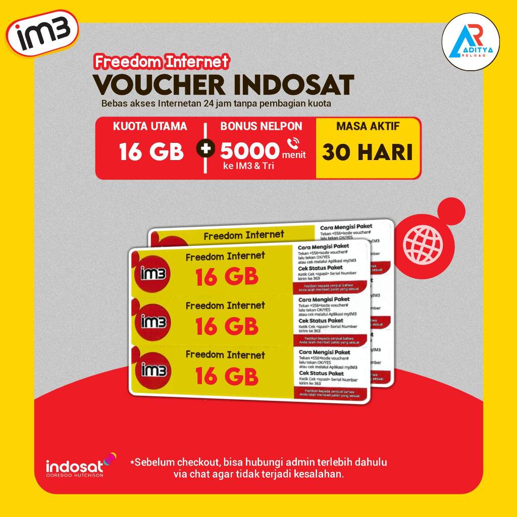 Jual Voucher Indosat Freedom Internet 16GB 30Hari | Shopee Indonesia