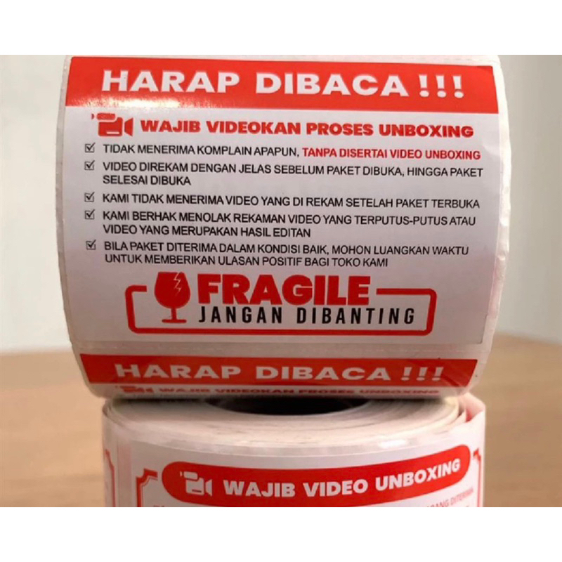 Jual [READY] [isi 300 PCS] LABEL STICKER FRAGILE 80x50 WAJIB VIDEO ...
