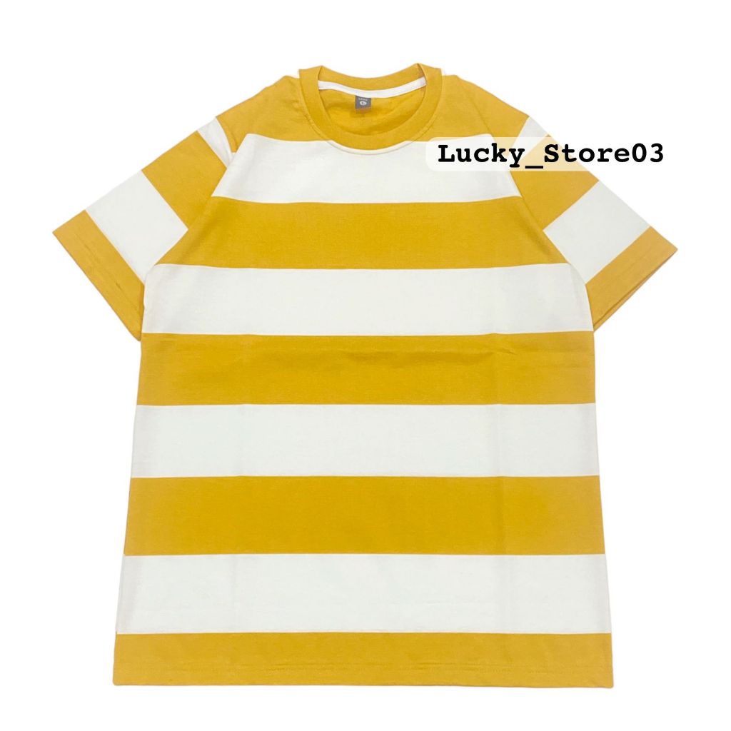 Jual (NEW) Baju Stripe Premium 24s Kuning Putih / Kaos Stripe Pria ...