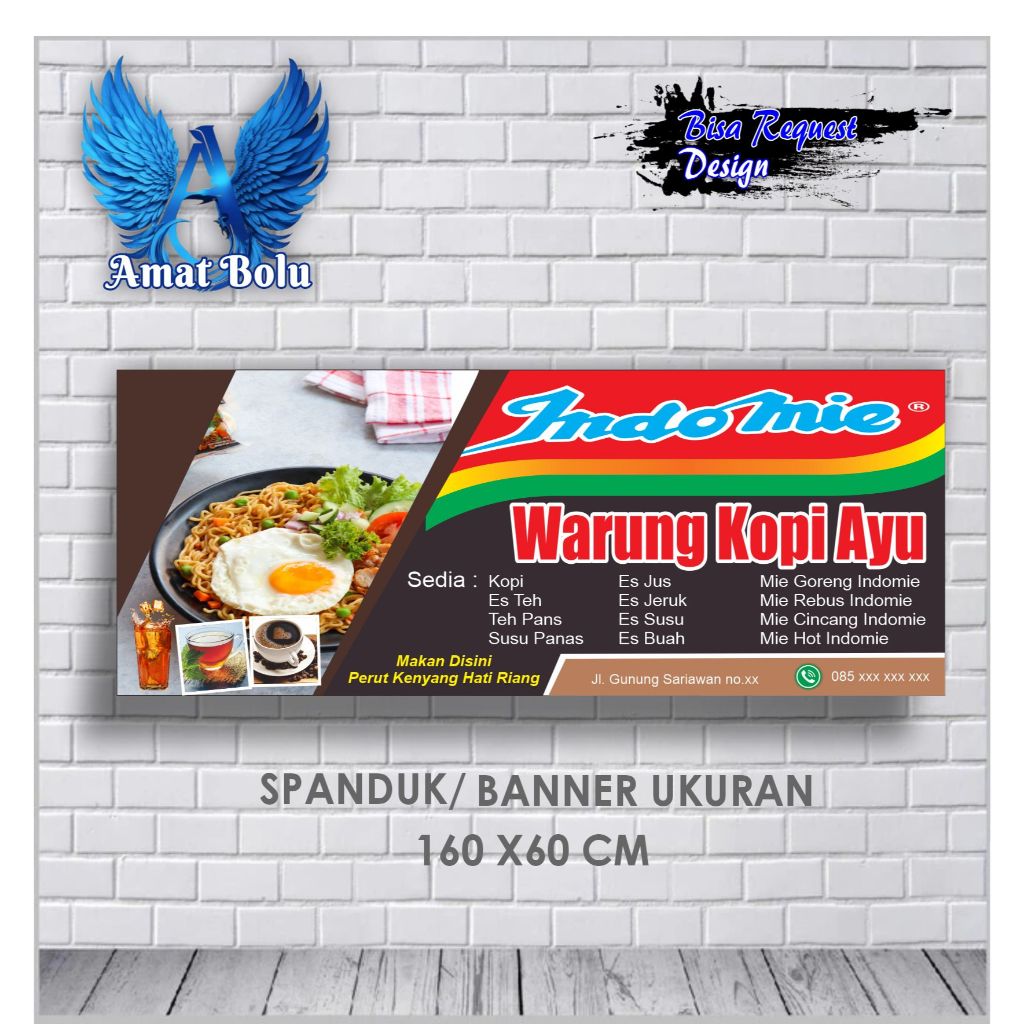 Jual BANNER MMT SPANDUK WARUNG INDOMIE DAN WARUNG KOPI UKURAN 160X60 ...
