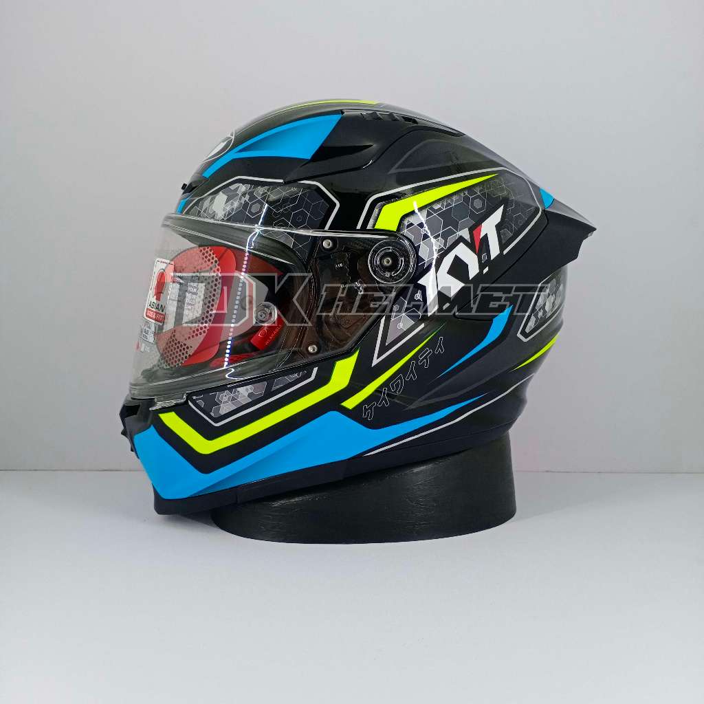 Jual Helm Full Face KYT Striker Motif #1 Black Blue Yellow Gloss Warna ...