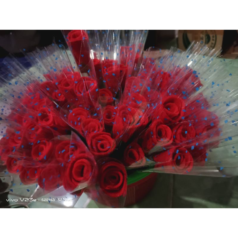 Jual Bunga Flanel Satuan Per 50 Pcs Warna Merah/Bunga Mawar/Bunga ...
