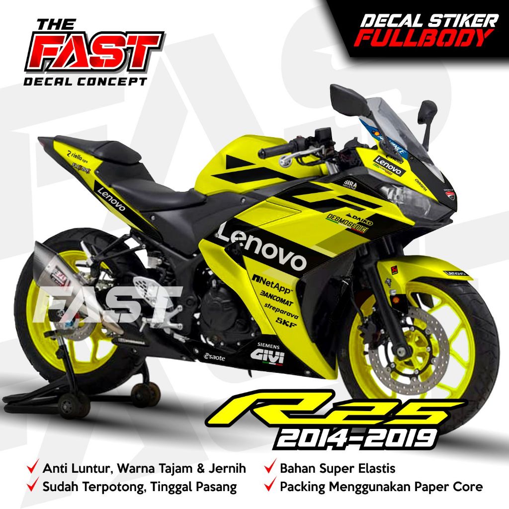 Jual BISA COD Decal Sticker Yamaha R25 Fullbody Ducati Lenovo Decal ...
