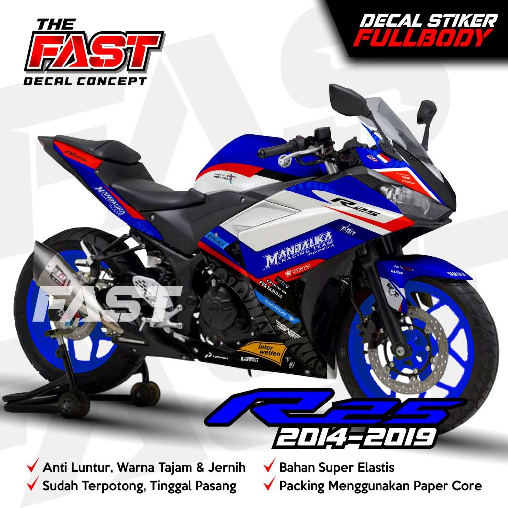 Jual TERBARU Decal Sticker Yamaha R25 Fullbody Mandalika Custom Decal ...