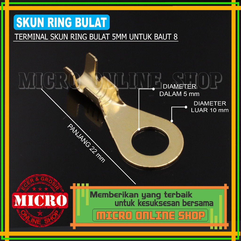 Jual PAKET 25 PCS Skun Ring 5 mm / Skun Bulat 5mm / Skun O / Skun Motor ...