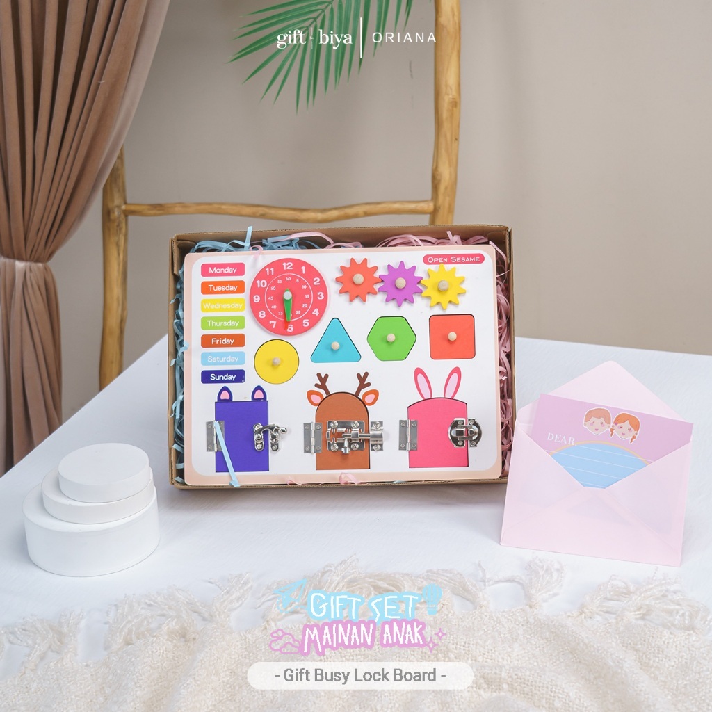 Jual KADO MAINAN ANAK | WOODEN BUSY LOCK BOARD GIFT SET COLLABORATION ...