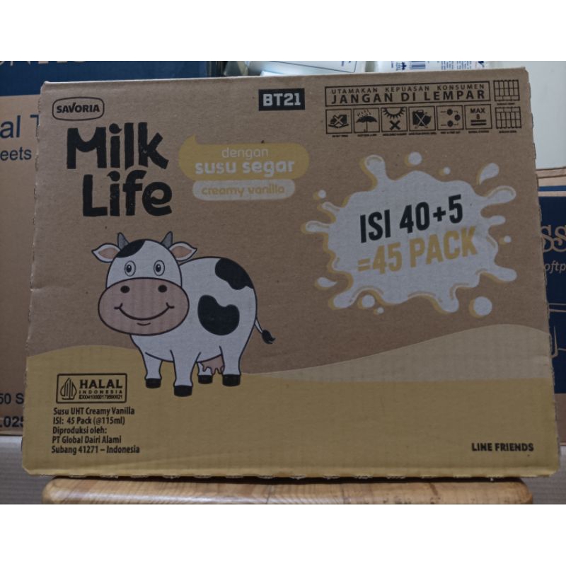 Jual SUSU MILKLIFE CREAMY VANILLA UHT BT21 (115ML/1DUS/40+5=45PCS ...