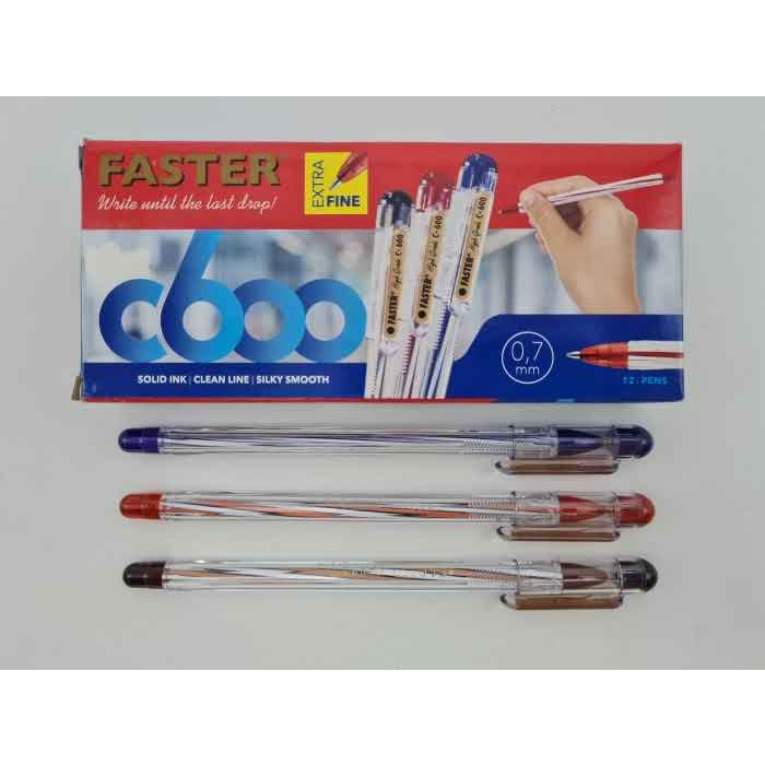 Jual BOLPOIN FASTER C600 0.7mm ( 12 PCS / PACK ) / Pena / Pulpen Faster ...