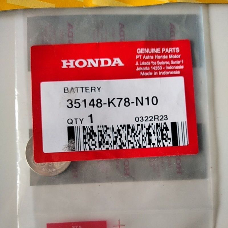 Jual Baterai battery kunci remot pcx 150/160 vario 150 esp 35148-K78 ...