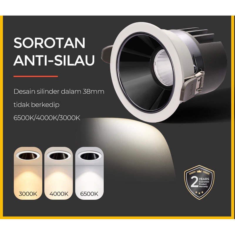 Jual Lampu Sorot Plafon COB Downlight 12W 3000K/4000K/6500K LED Spotlight Angle Adjustable ...