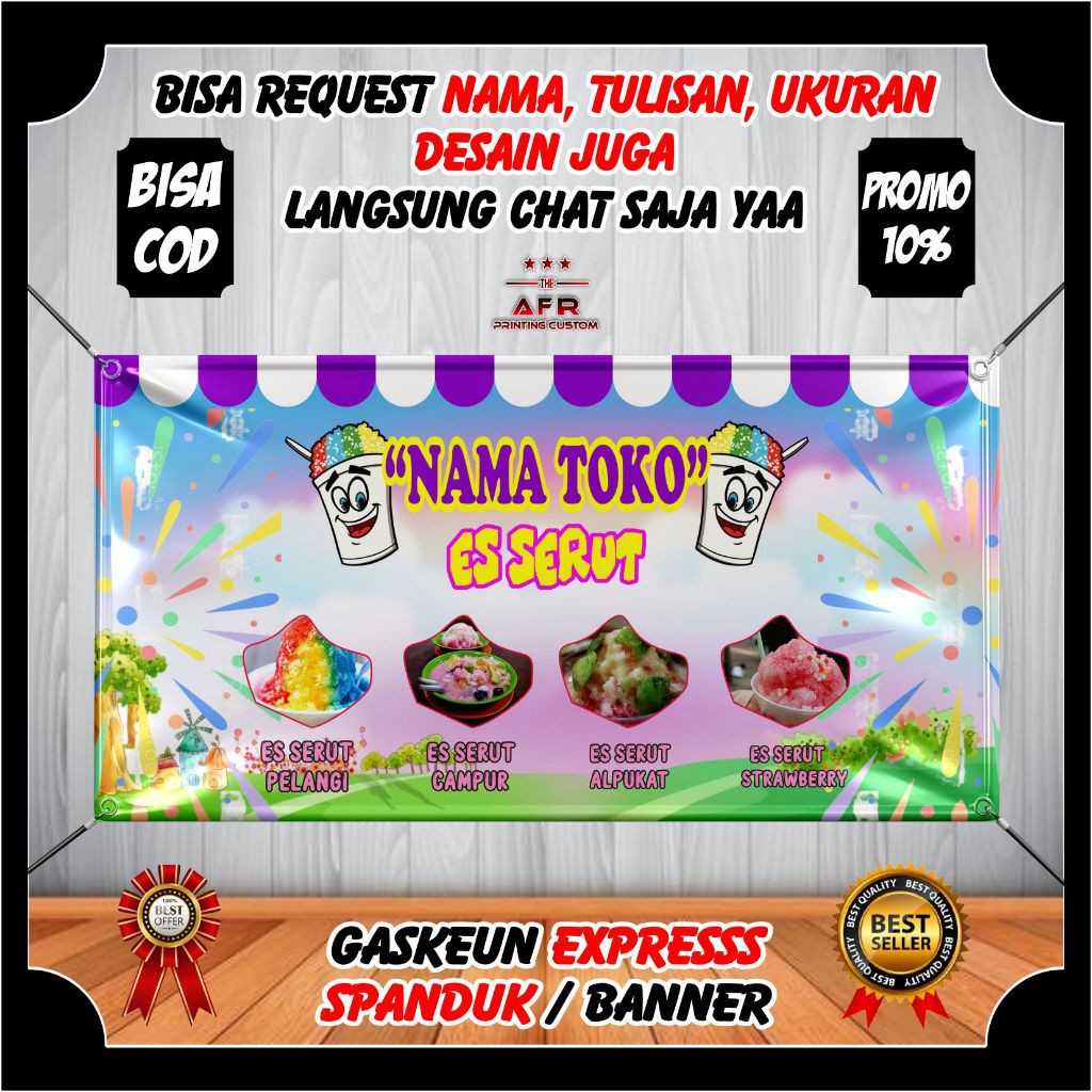 Jual Spanduk Es Serut Pelangi Viral Banner Jualan Minuman Es Serut Pelangi Paling Dicari