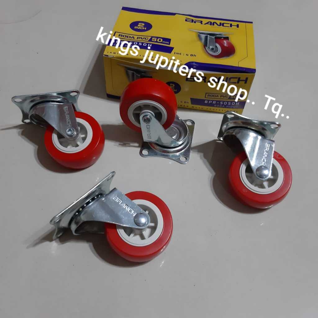 Jual 4pc UKURAN 2in Roda PVC PILIH YANG mati hidup rem BRANCH troli ...