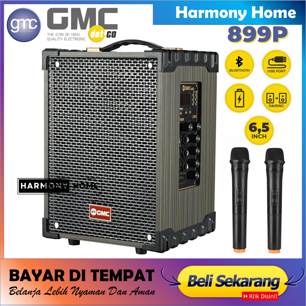 Jual Speaker GMC 899P Bluetooth Karaoke Guitar XBass 2 Mic Wireless Original High Power Speaker ...