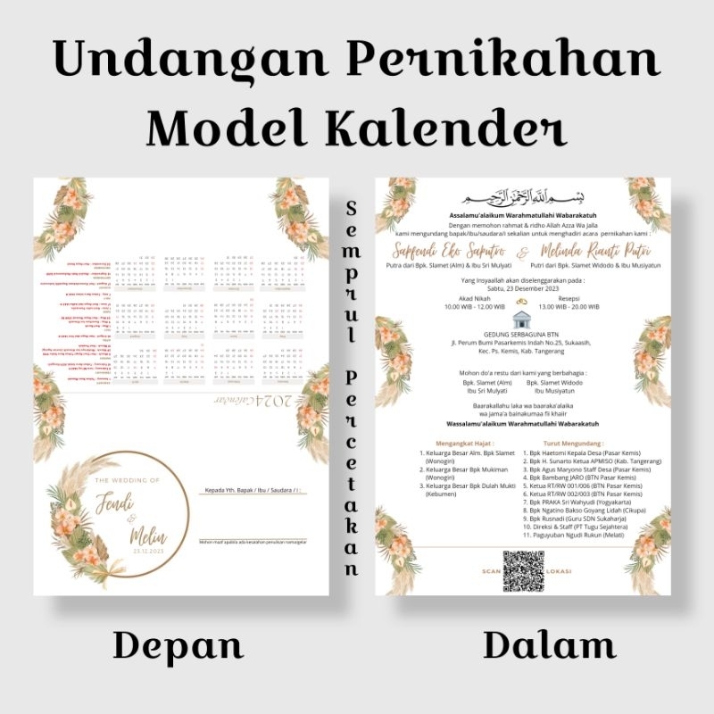 Jual Undangan Pernikahan Model Kalender Duduk | Shopee Indonesia