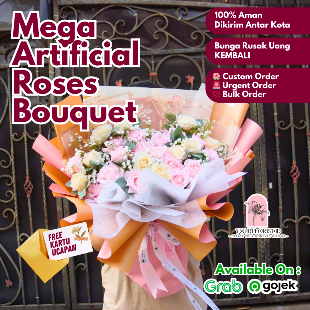 Jual MEGA ARTIFICIAL ROSES BOUQUET - Buket Bunga Mawar Imitasi Size ...