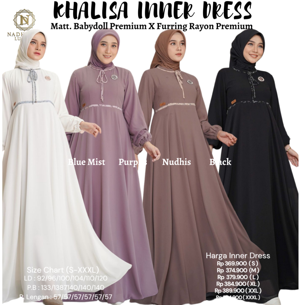 Jual Khalisa Inner Dress by Nadheera Luxury | Shopee Indonesia