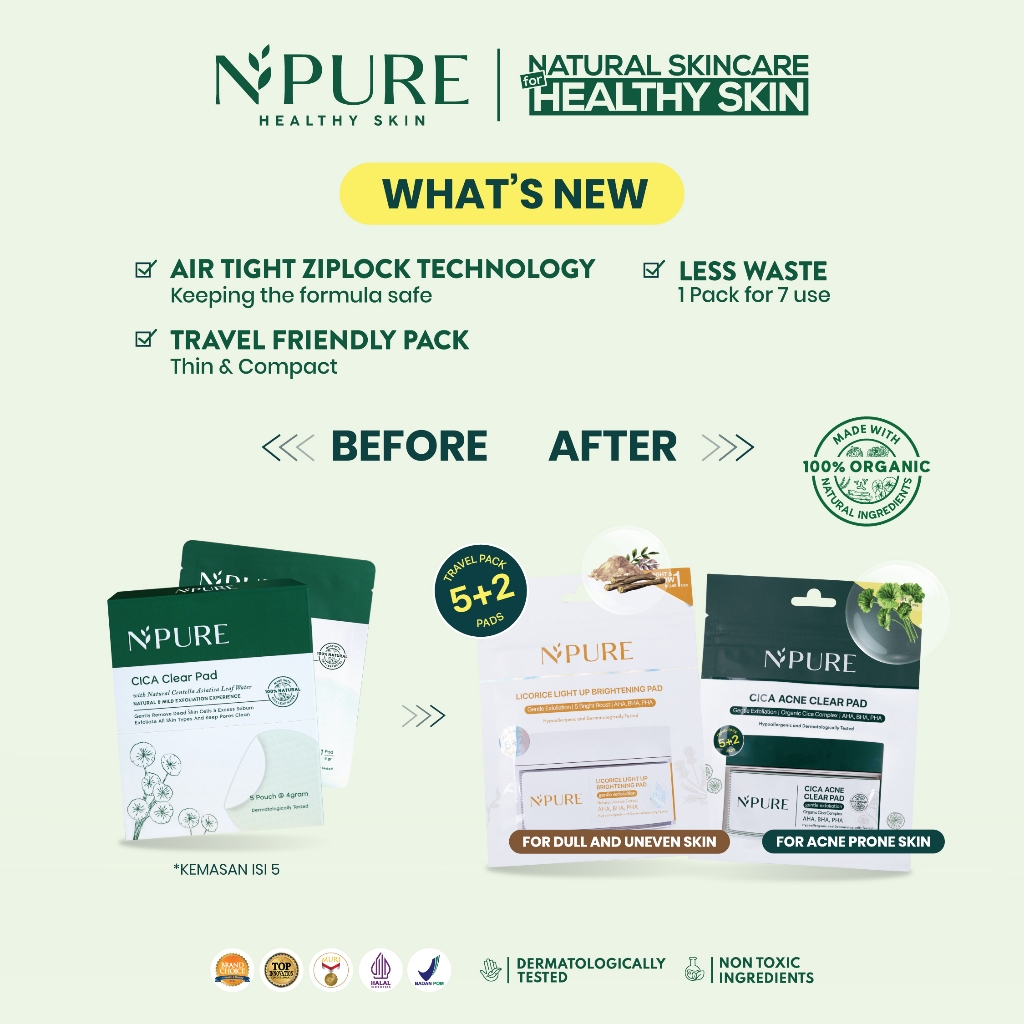Jual NPURE Acne Clear Pad Cica Sachet / Licorice Light Up Brightening ...