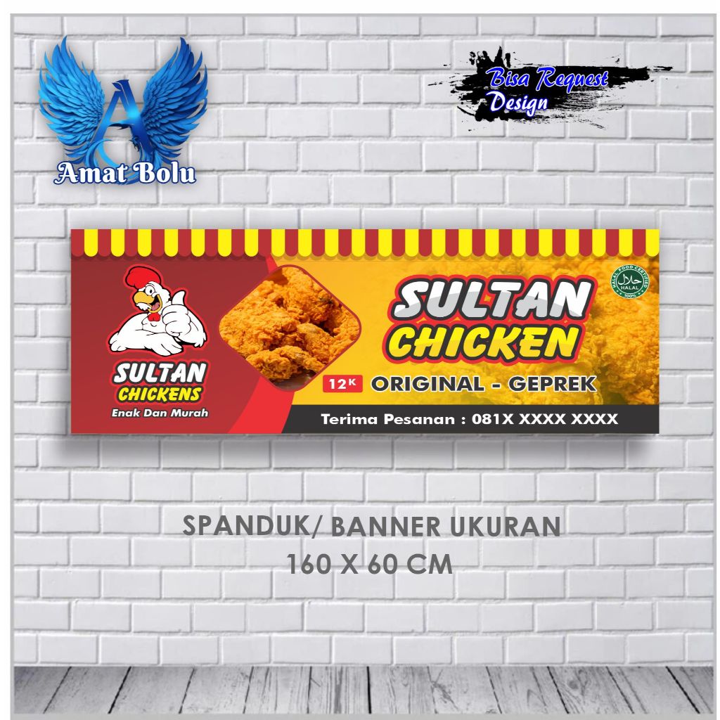 Jual BANNER MMT SPANDUK CHICKEN UKURAN 160X60 BISA REQUEST | Shopee ...