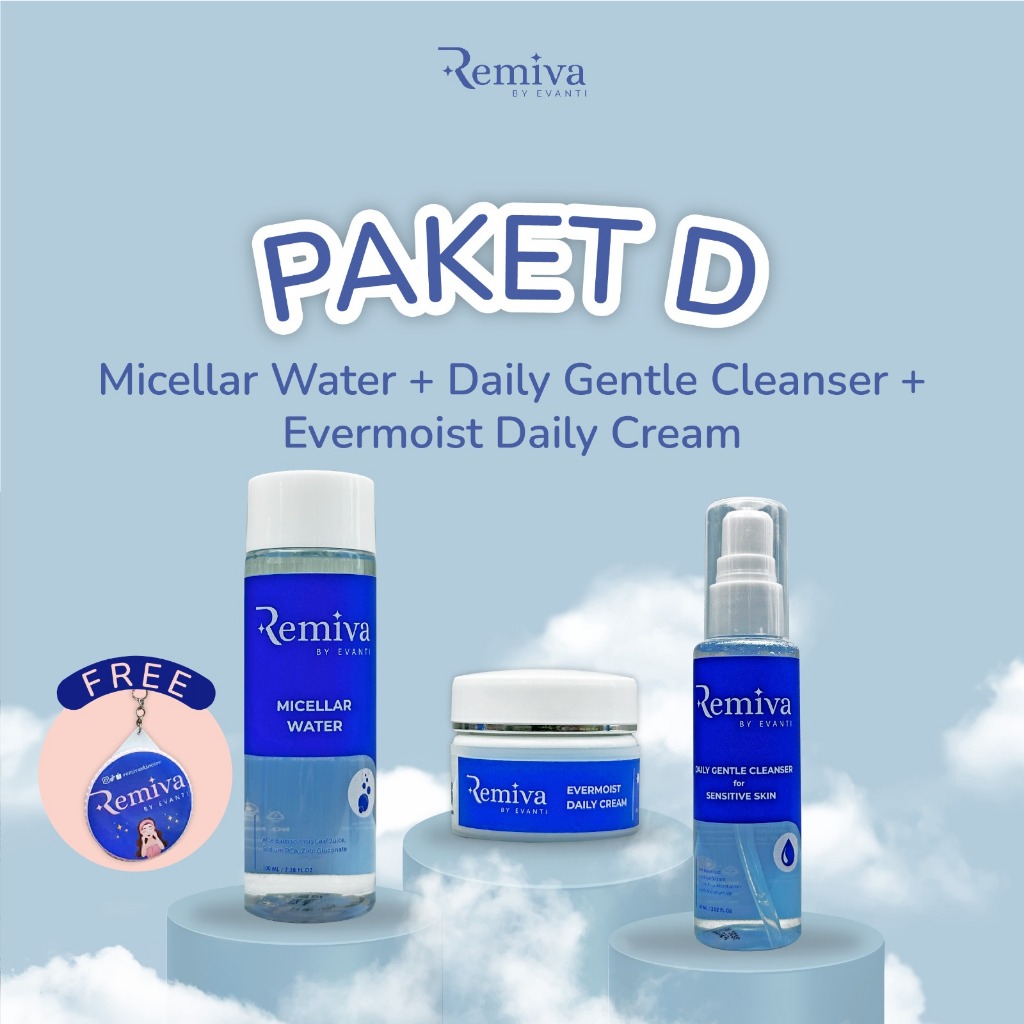 Jual Remiva Skincare Paket D (Daily Gentle Cleanser + Evermoist Daily ...