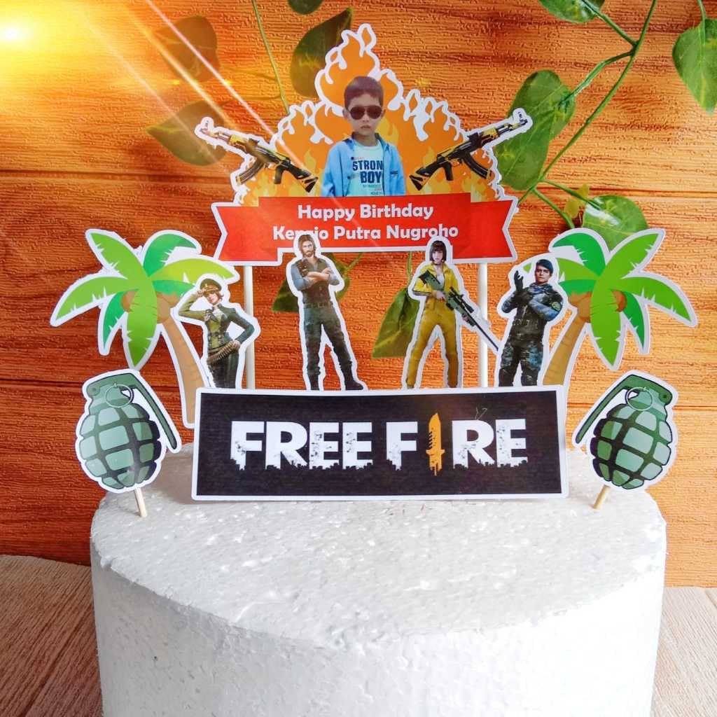 Jual Toper Free Fire (Custom Foto) untuk Hiasan Kue / Cake Ulang Tahun ...