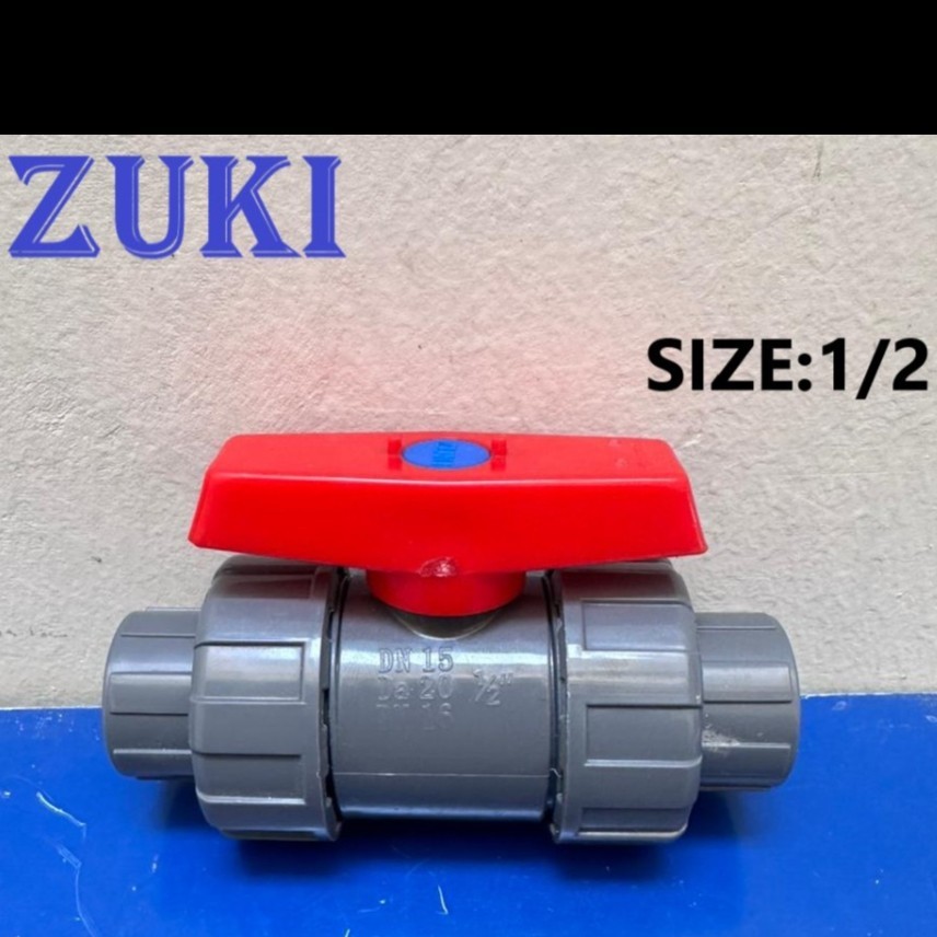Jual BALL VALVE DOUBLE UNION ZUKI 1/2" inch PVC STOP KRAN WATER MUR 1/2 ...