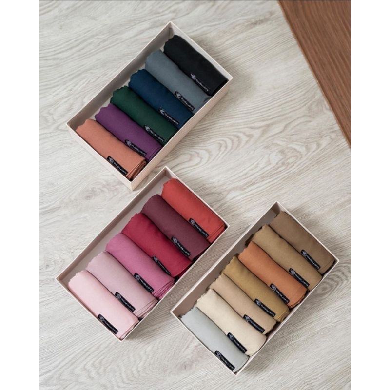 Jual Reeham HL Signature Emboss Scarf Voal Plain Ocean Denim Coffee ...