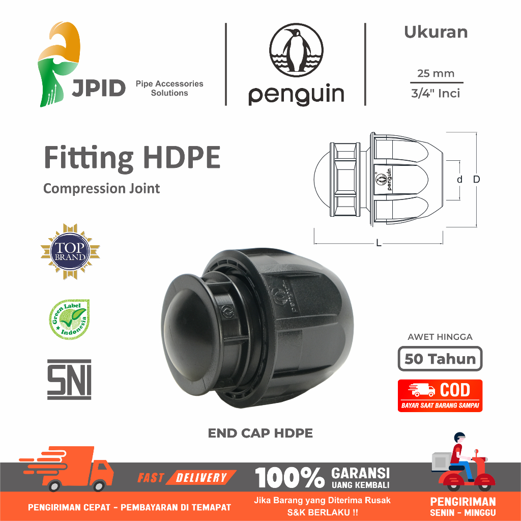 Jual Fitting HDPE End Cap / Dop HDPE 25mm ~ 3/4" | Shopee Indonesia