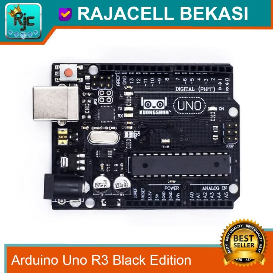 Jual Arduino Uno R3B Black Edition Atmega328P DIP mega16u2 Original ...