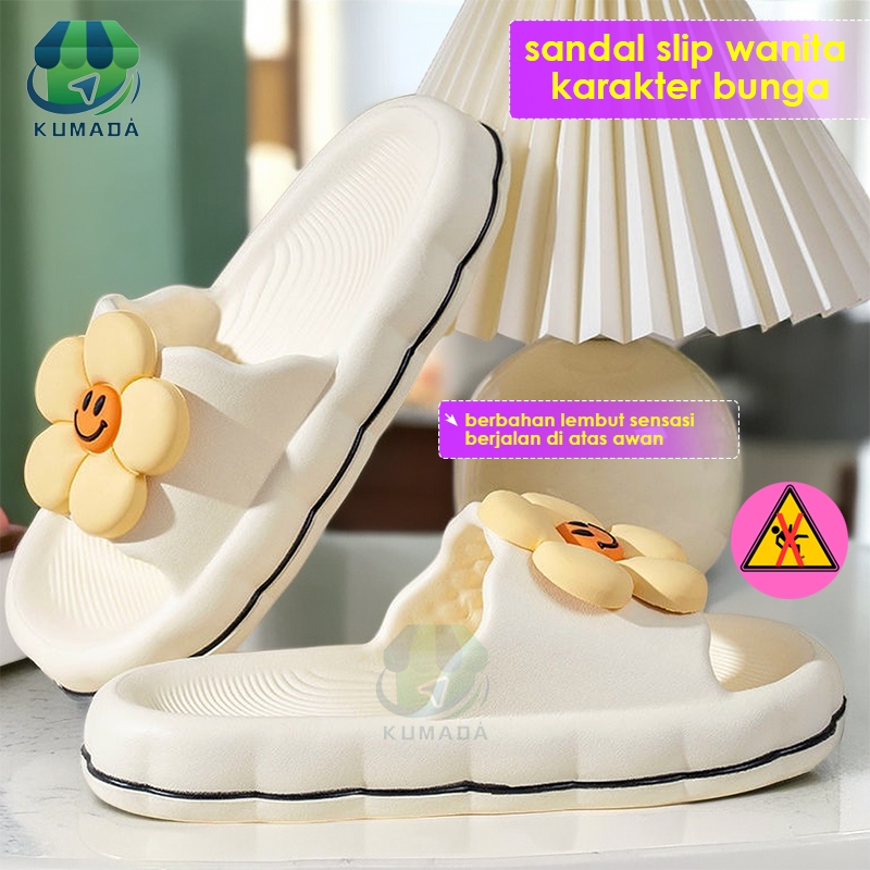 Jual KUMADA Sandal Wanita Sol Lembut Dalam Ruangan Rumah Tangga Bunga ...