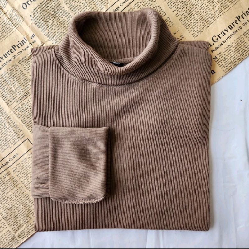Jual Kaos Turtle Neck Lengan Panjang Bahan RIB Kaos Kerah Tinggi Pria ...