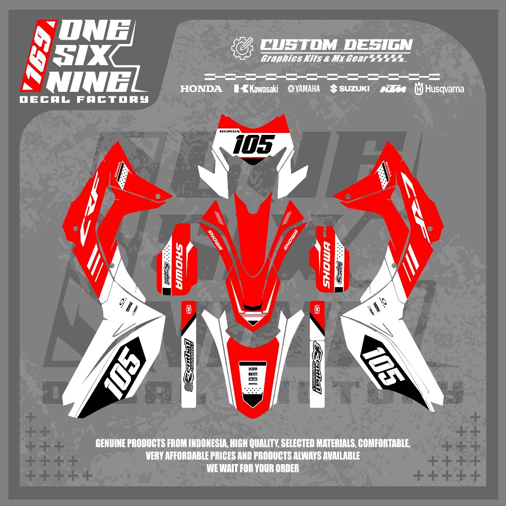 Jual Decal Honda Crf Design Simple Merah Putih - Bebas Request Design ...