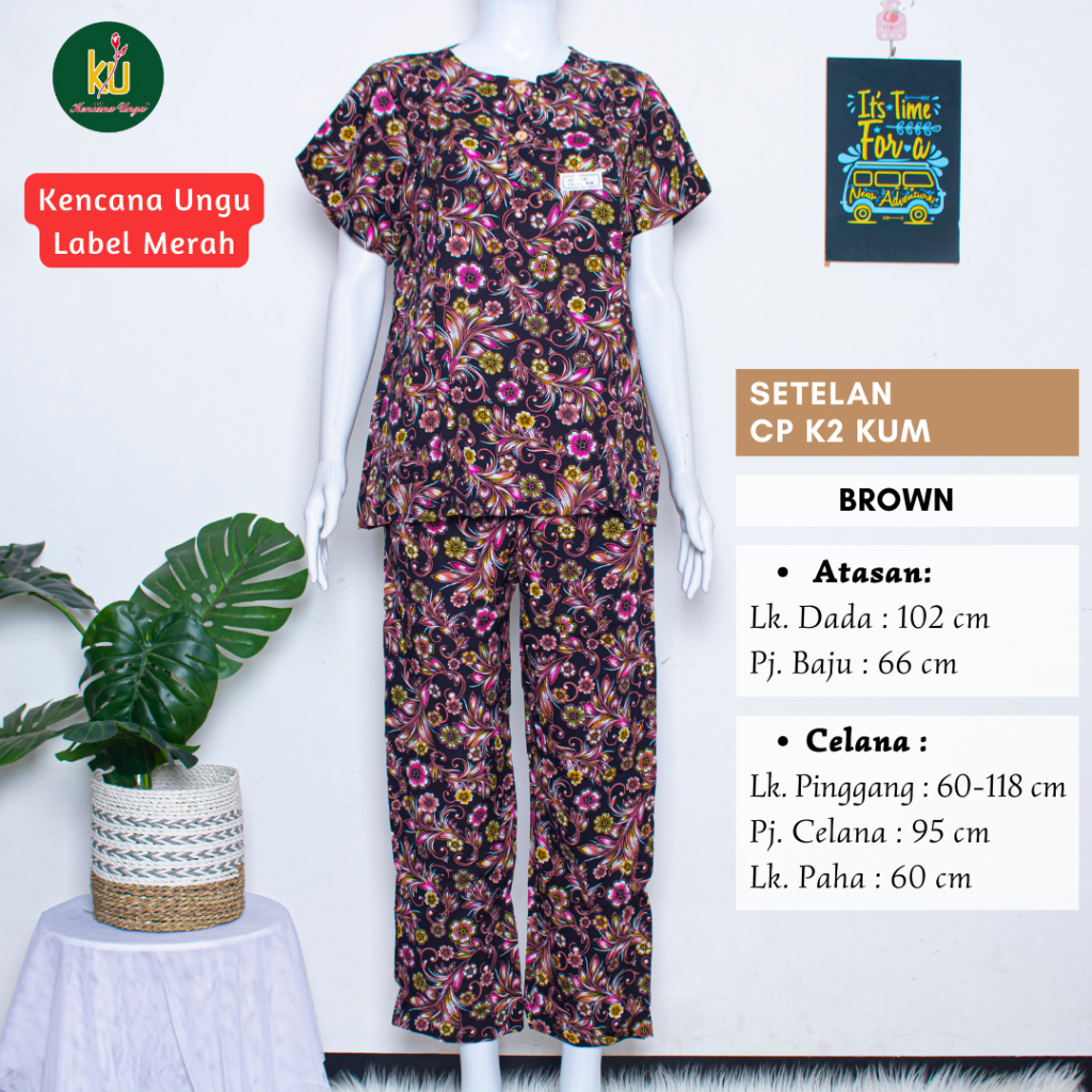 Jual COD CP K2 KUM Setelan Batik Kencana Ungu Label Merah Baju Tidur Celana Panjang Lengan ...