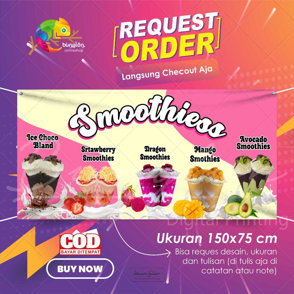 Jual Spanduk Banner 150x75 Es Smoothies Buah Bisa Custom | Shopee Indonesia