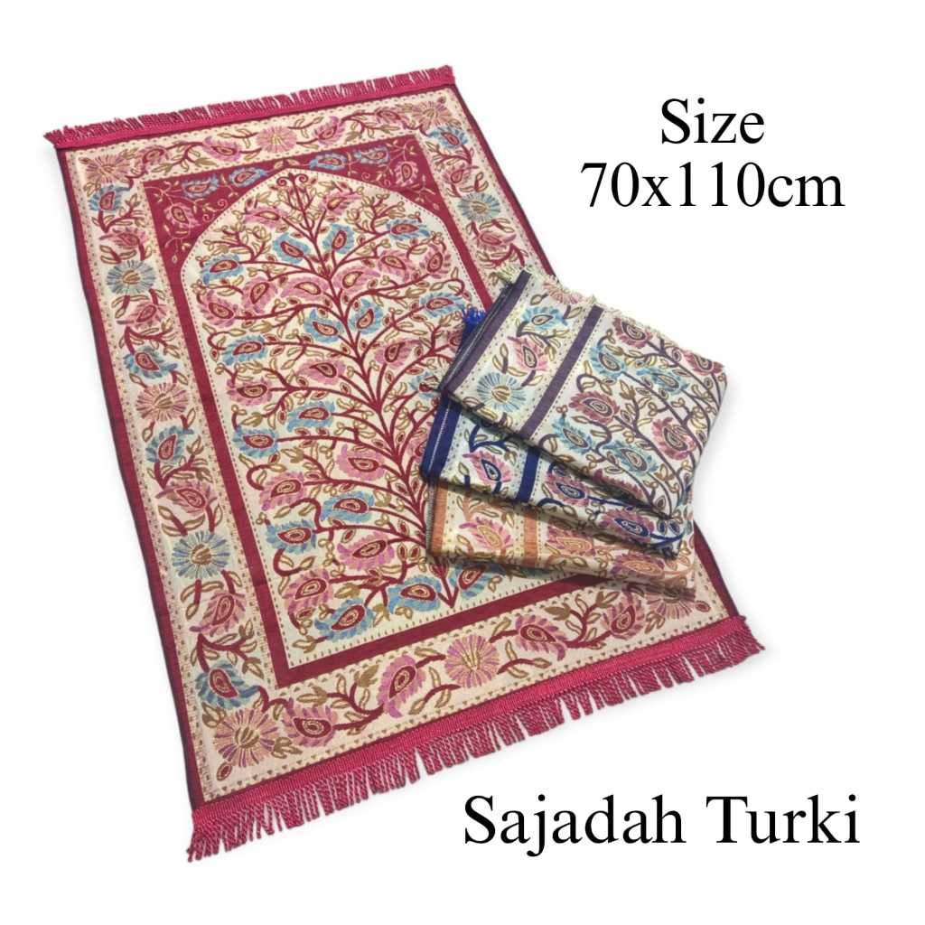 Jual Sajadah Turki Turkey Premium Rumbai Rajut Motif Bunga Perlengkapan ...